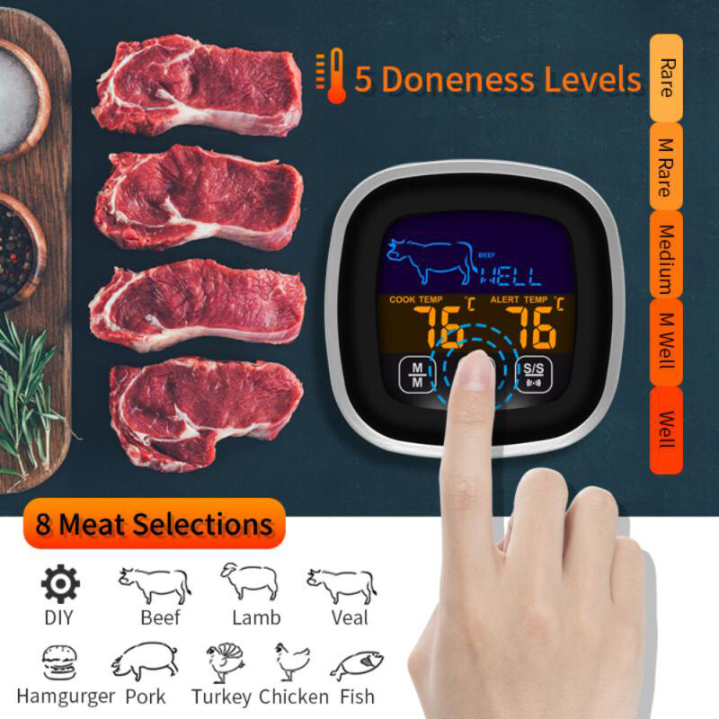 Remote Read LCD Digital Food Thermometer Meat Probe Kitchen Cooking BBQ ...