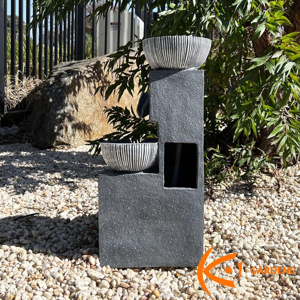 Koi Garden Solar Water Fountain 4 Tiers Bird Bath with LED Light ...