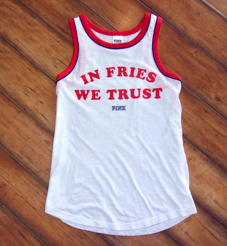 VICTORIAS SECRET PINK ~ Size XS ~ In Fries We Trust Sleeveless RINGER ...