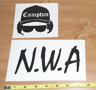 NWA & Eazy E Compton Die Cut Vinyl Stickers Lot Hip Hop Rap Old School ...