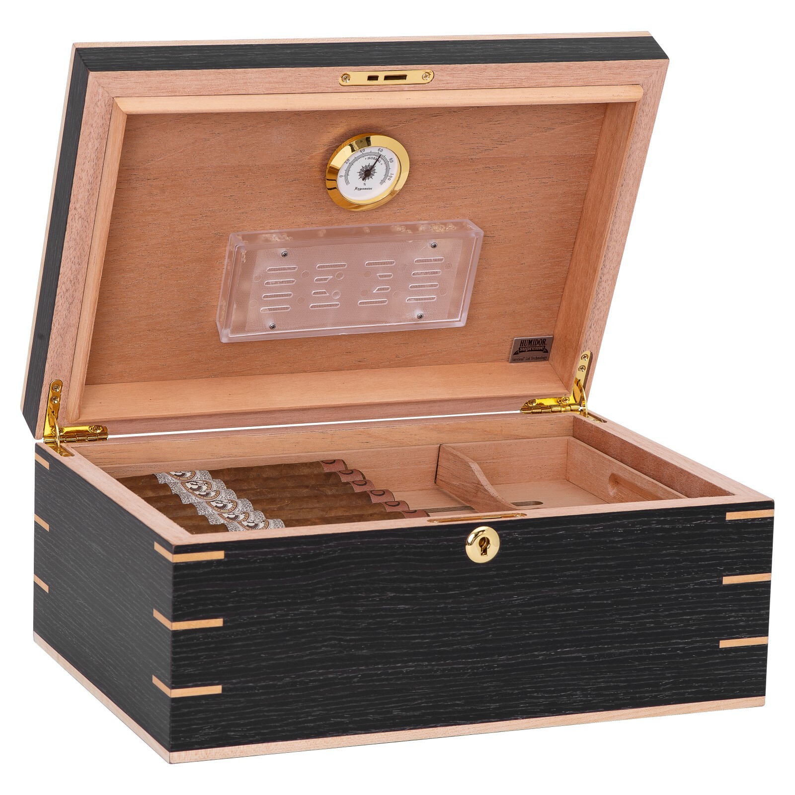 Messenia Cigar Humidor Grey Oak Veneer with Maple Inlay 80 Cigars ...