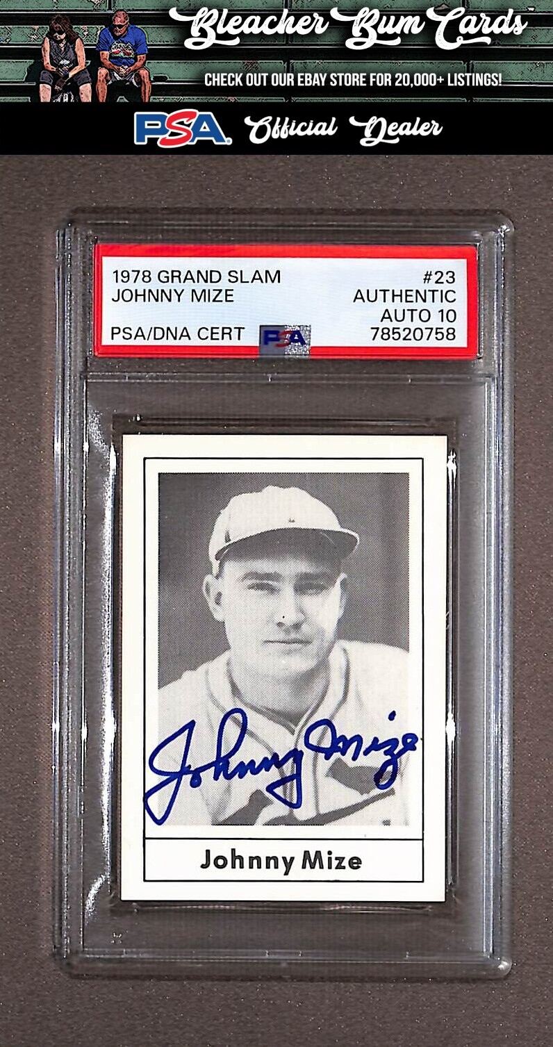 1978 Grand Slam 23 Johnny Mize Authentic PSA 10 Auto | eBay