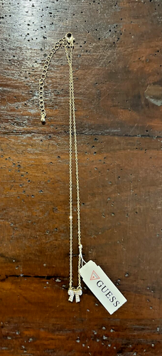 GUESS Bow Pendant Gold Tone Pretty Pave Necklace 16 - 19" NWT | eBay