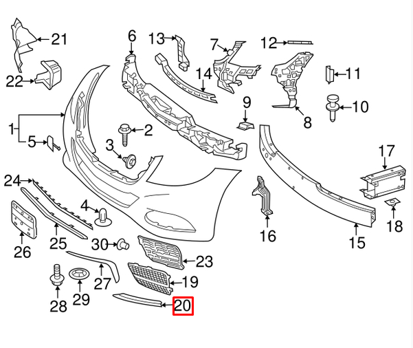 Mercedes-Benz S-class W222 Front Bumper Left Trim A2228852321 Genuine ...