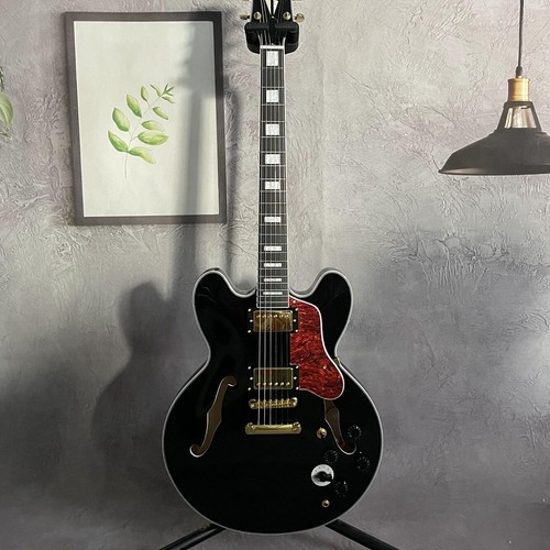 Black Semi-Hollow Body 6 Strings ES335 Electric Guitar Mahogany Neck ...