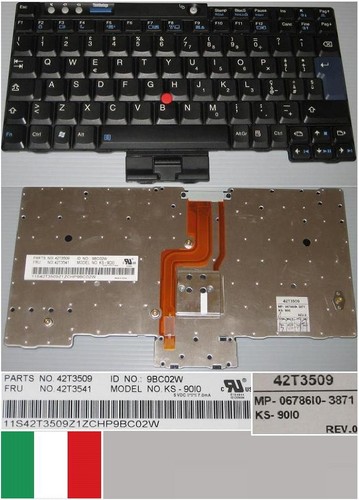Italian Qwerty Keyboard Lenovo X60 X60S X61 X61S KS-90I0 MP-06786I0 ...