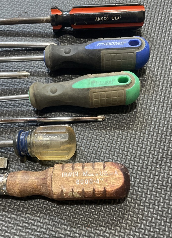 Lot of 9 Screwdrivers Various Brands Craftsman Irwin AMSCO Pittsburgh ...