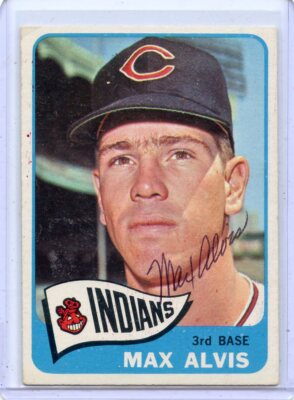 1965 TOPPS BASEBALL #185 MAX ALVIS AUTOGRAPH, CLEVELAND INDIANS 020320 ...