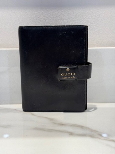 Gucci Small Black Leather Note/Address Book with Pen Holder ...