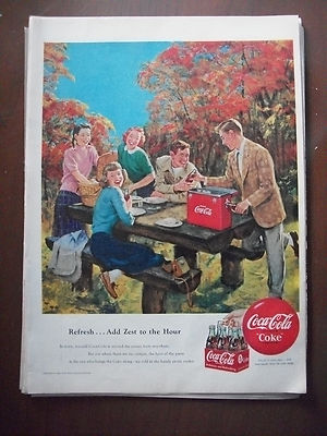 1950 Vintage Coke Coca Cola Soda Orig Magazine Ad Add Zest to the Hour ...