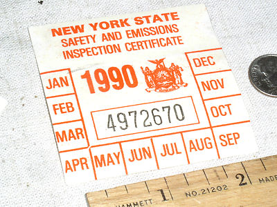VINTAGE 1990 NY N.Y.S NEW YORK STATE CAR AUTO SAFETY EMISSION ...