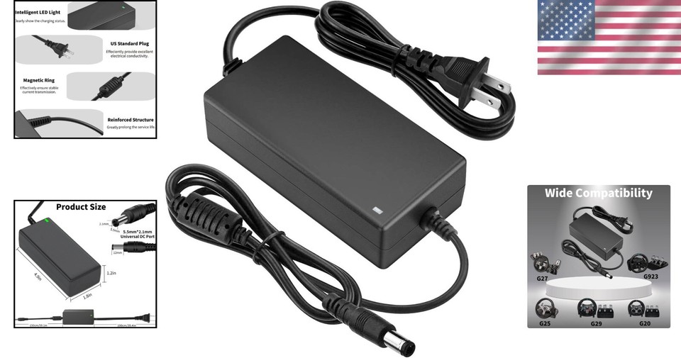 For Logitech G920 G29 Power Supply, 24V Power Adapter for Logitech ...