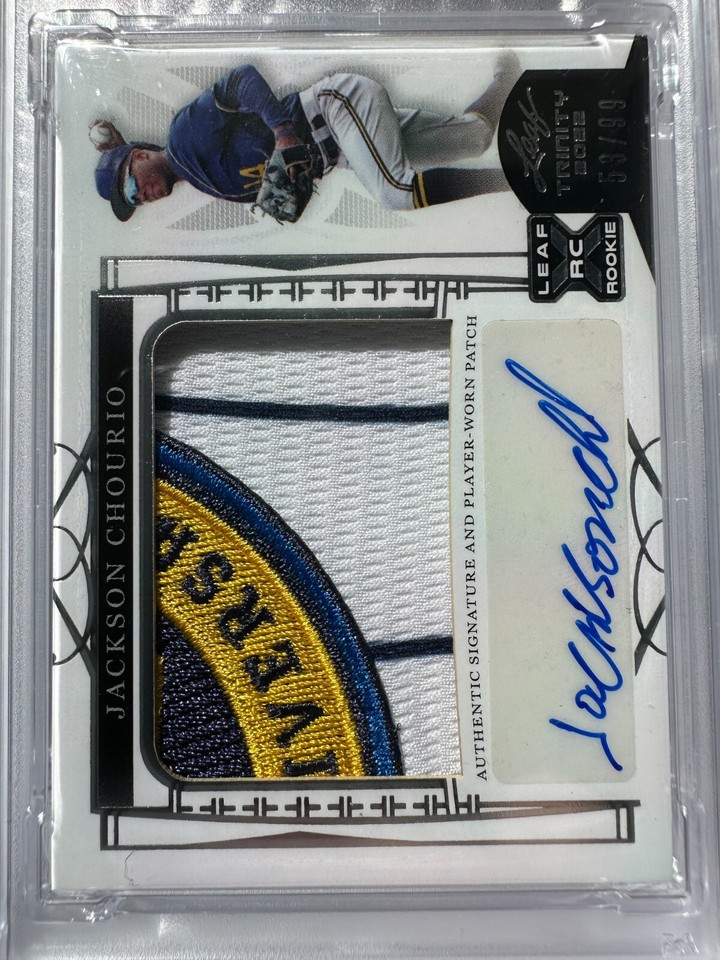 Jackson Chourio RC Patch Auto 2022 Trinity Silver Foil #/99 Patch Auto ...