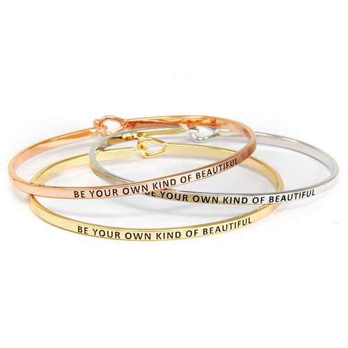SM Inspirational Positive Message Engraved Thin Cuff Bangle Bracelets ...