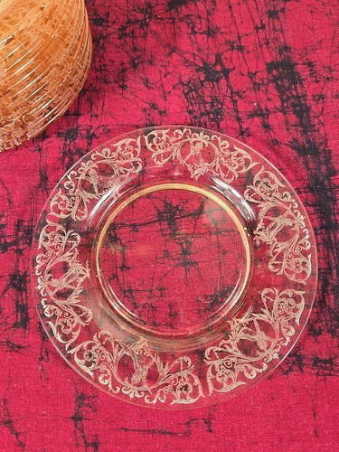 Lot of 12 Central Glass Works Morgan Fairy 7.25" Pink Etched Glass ...