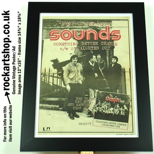 The Stranglers SOUNDS 1977 Cover PUNK Poster FRAMED Hugh Cornwell JJ ...