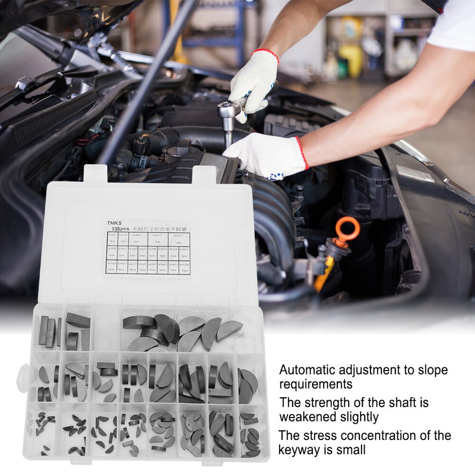 135 Pcs Woodruff Key Flywheel Pulley Crank Way Key Assortment Kit For ...