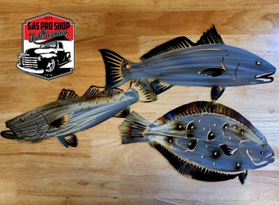 Redfish Sea Trout flounder Metal Wall Art Texas Slam Home Decor Gift ...