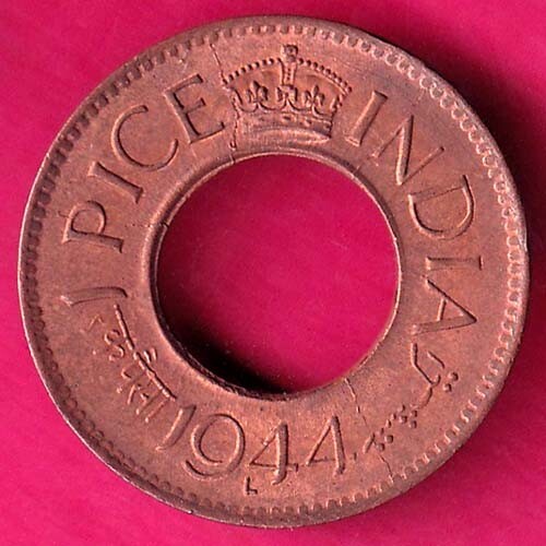 UNC british india king george vi 1944 LAHORE MINT one pice copper coin ...