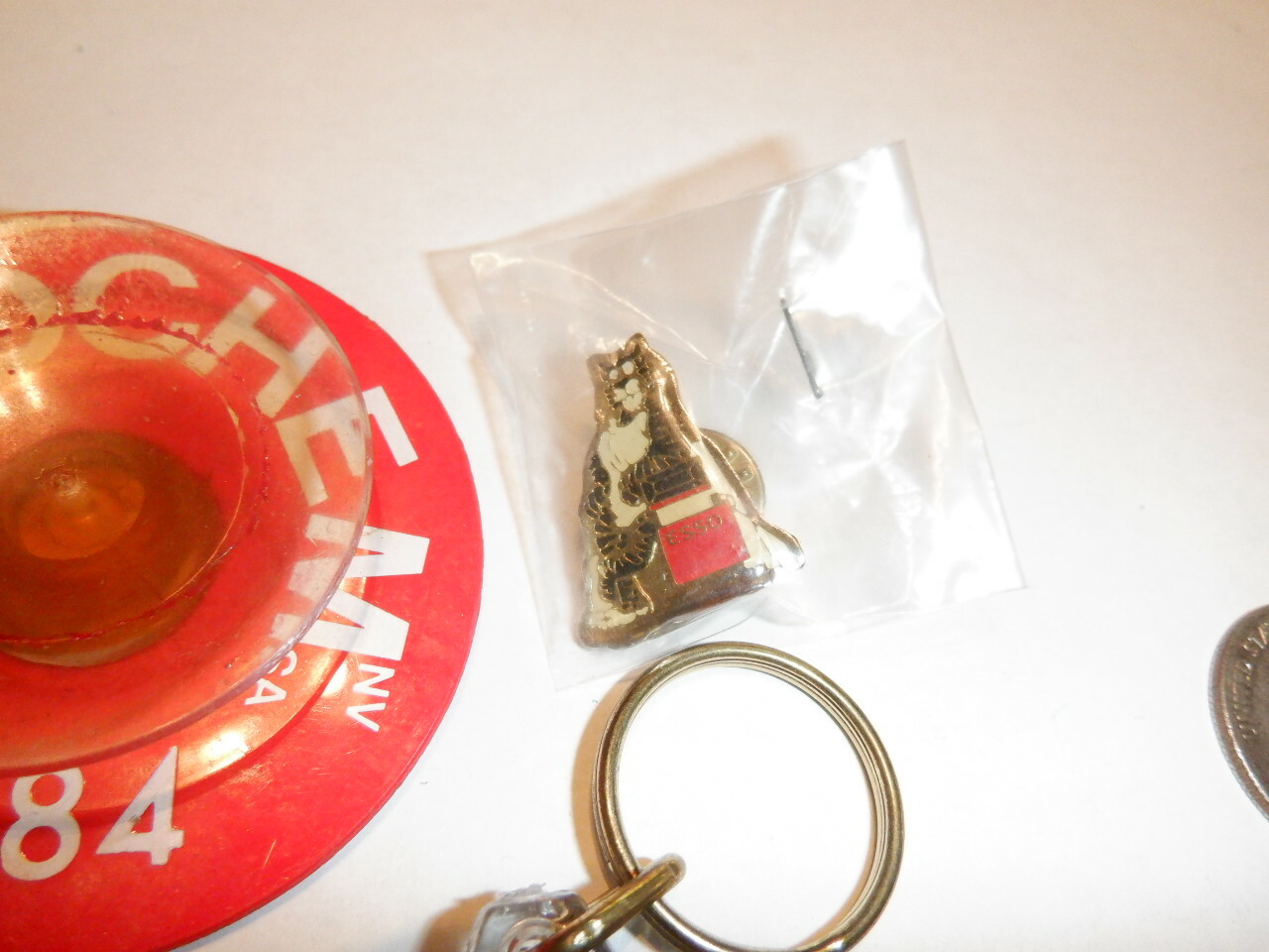 ESSO KEY CHAIN~PIN~WINDOW SIGN MINI LOT OIL COMPANY GASOLINE EXXON ...