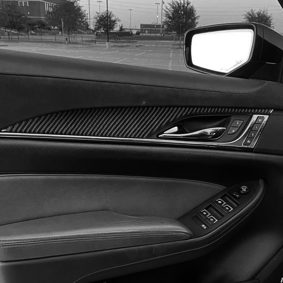 7Pcs Real Carbon Fiber Dashboard Door Panel Trim Kits For Cadillac CTS ...