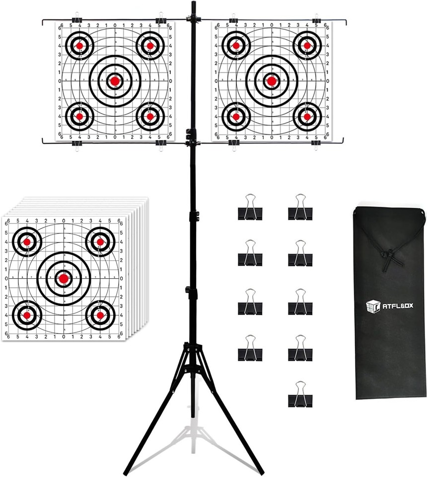 Adjustable Paper Target Holder with 10pcs Target Papers for Outdoor ...