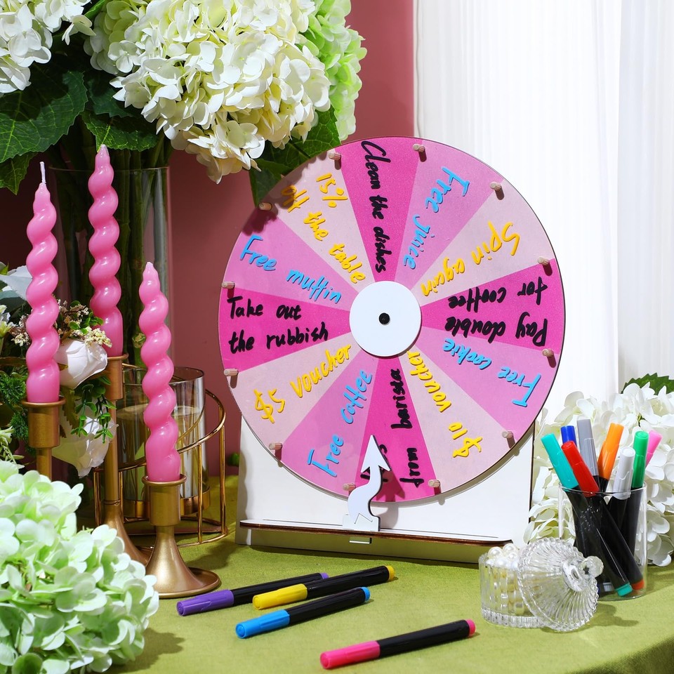 11.4 Inch Spinning Wheel Erasable Raffle Spin The Wheel Game with Stand ...