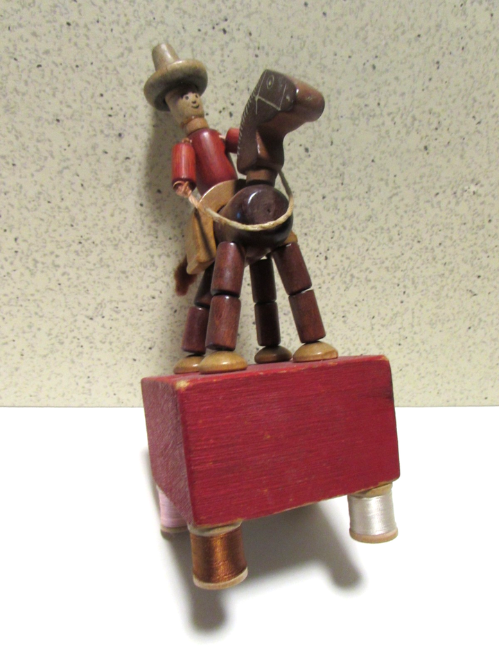 Wood Bead Cowboy & Horse Thumb Push Puppet. | eBay
