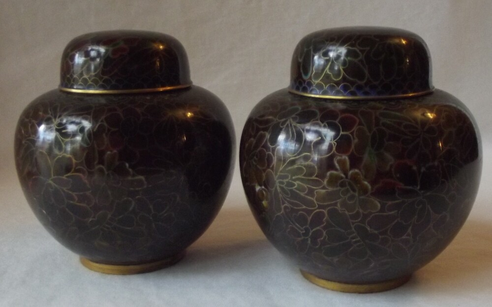 GORGEOUS PAIR OF VINTAGE CHINESE CLOISONNE JINGFA MILLEFIORI GINGER ...