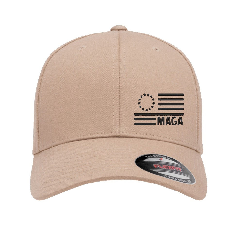T r u m p MAGA Flag Side Embroidered Patriotic Republican Flexfit Hat ...