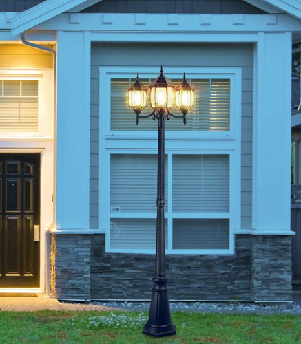 Outdoor Lamp Post 3 Head Light Yard Garden Hardwired Victorian Style ...