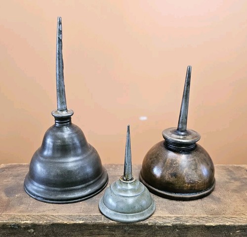 Rare Antique Oilers Thumb Pump Hand Squirt Oil Cans • Lot Of 3 ☆USA/UK ...