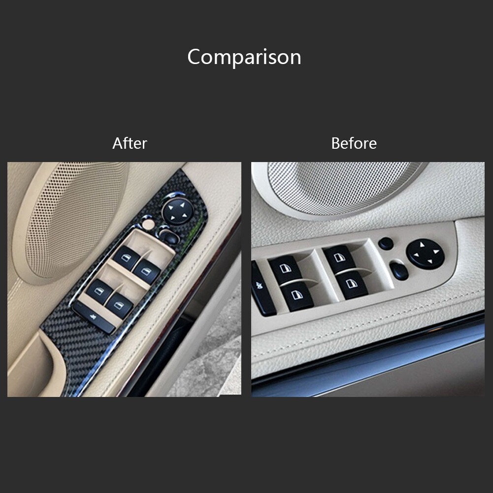 Carbon Fiber LHD Car Window Lift Switch Button Panel Frame Cover Trim ...