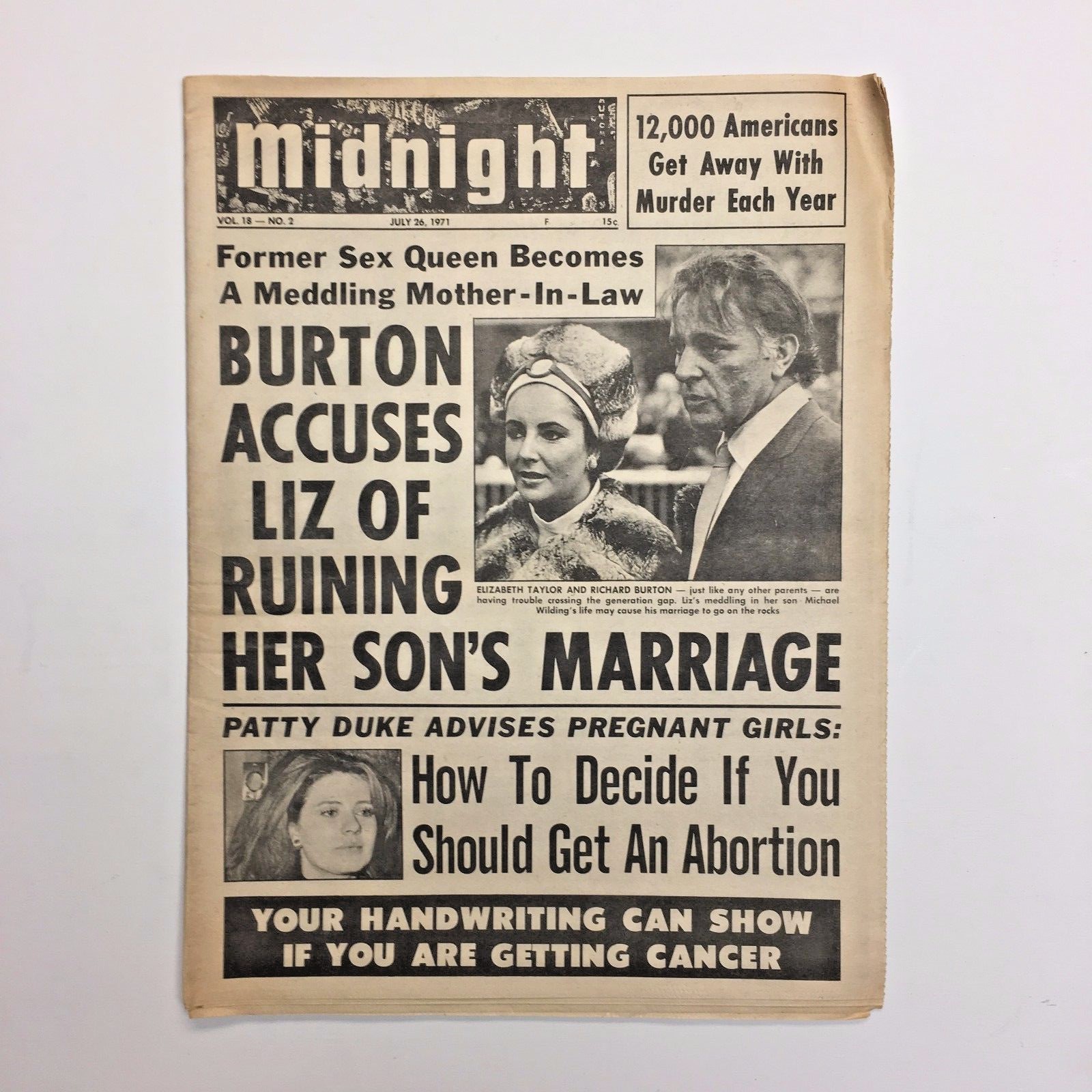 Midnight Magazine Tabloid Newspaper 1971 Elizabeth Taylor Richard ...