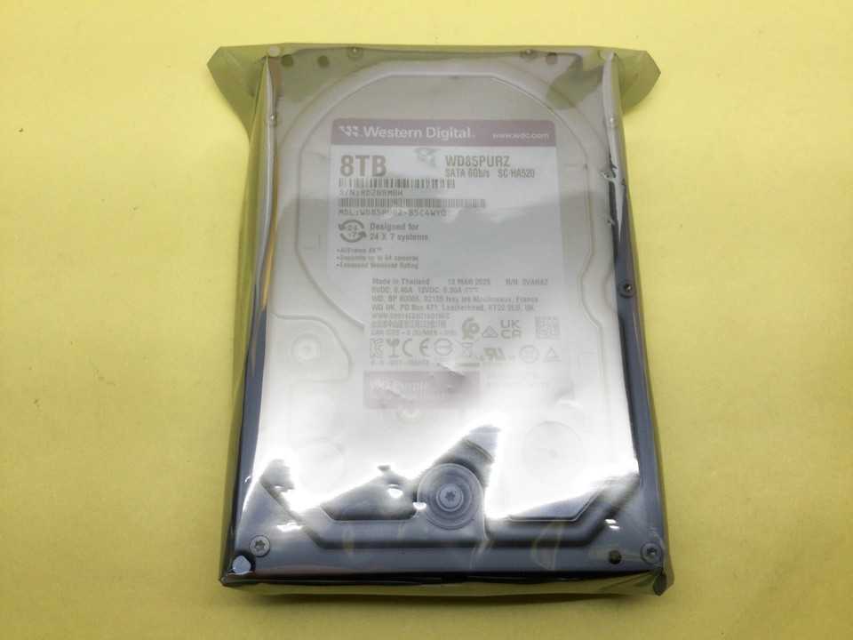 WD Purple 8TB 5640 RPM SATA 6Gb/s 256MB 3.5'' Surveillance HDD WD85PURZ ...