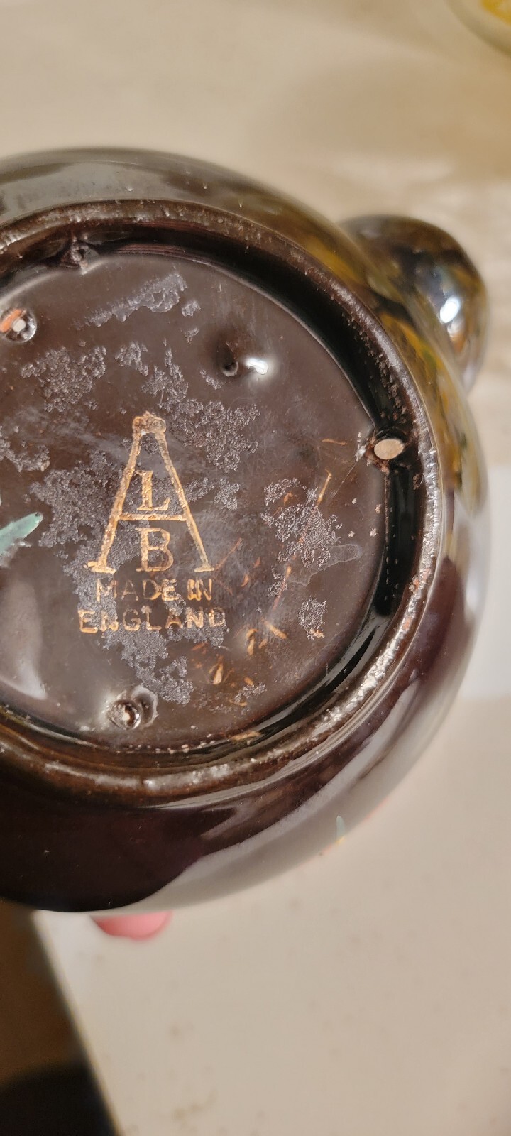 VTG ANTIQUE ALB ALCOCK BROWN BETTY POTTERY TEAPOT ENGLAND HAND PAINTED ...