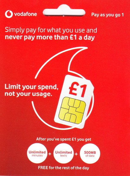UK Vodafone Official Pay As You Go SIM Card with no credit ...