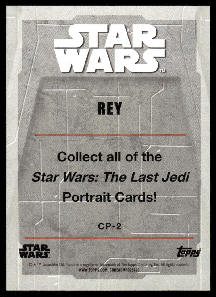 2017 Topps Star Wars: The Last Jedi #CP-2 Rey Character Portraits 39501 ...