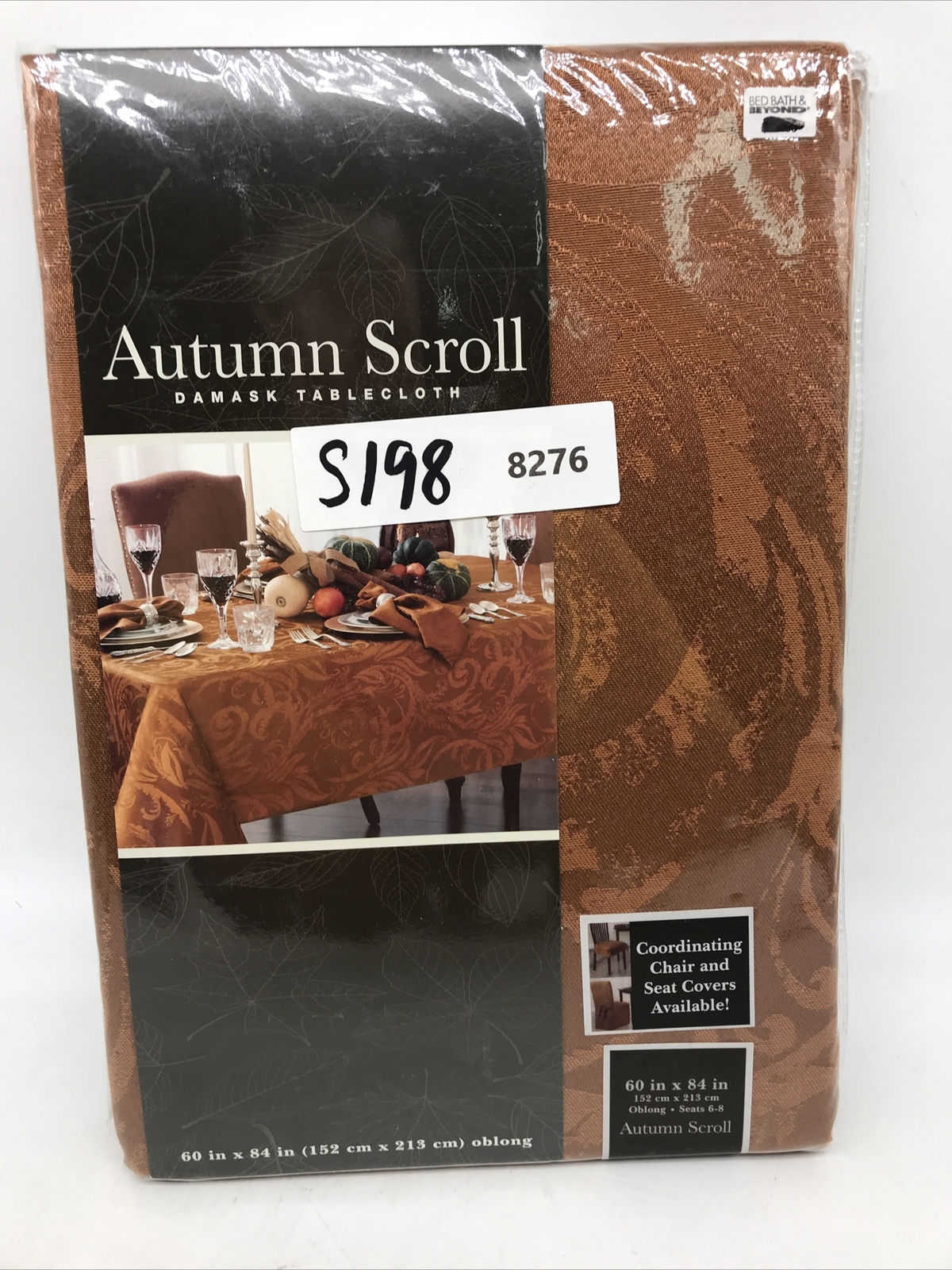 Tablecloth Autumn Scroll BRONZE Damask 60 x 84 Thanksgiving Fall Bed ...
