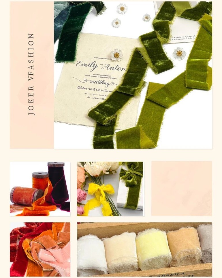 Velvet Ribbon Frayed Edge Trim Handmade Fringe Ribbons Diy Cake ...