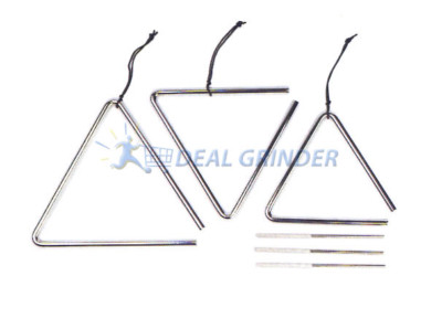 6, 7, & 8" Chrome MUSIC PERCUSSION TRIANGLE SET w/ Strikers and Case ...
