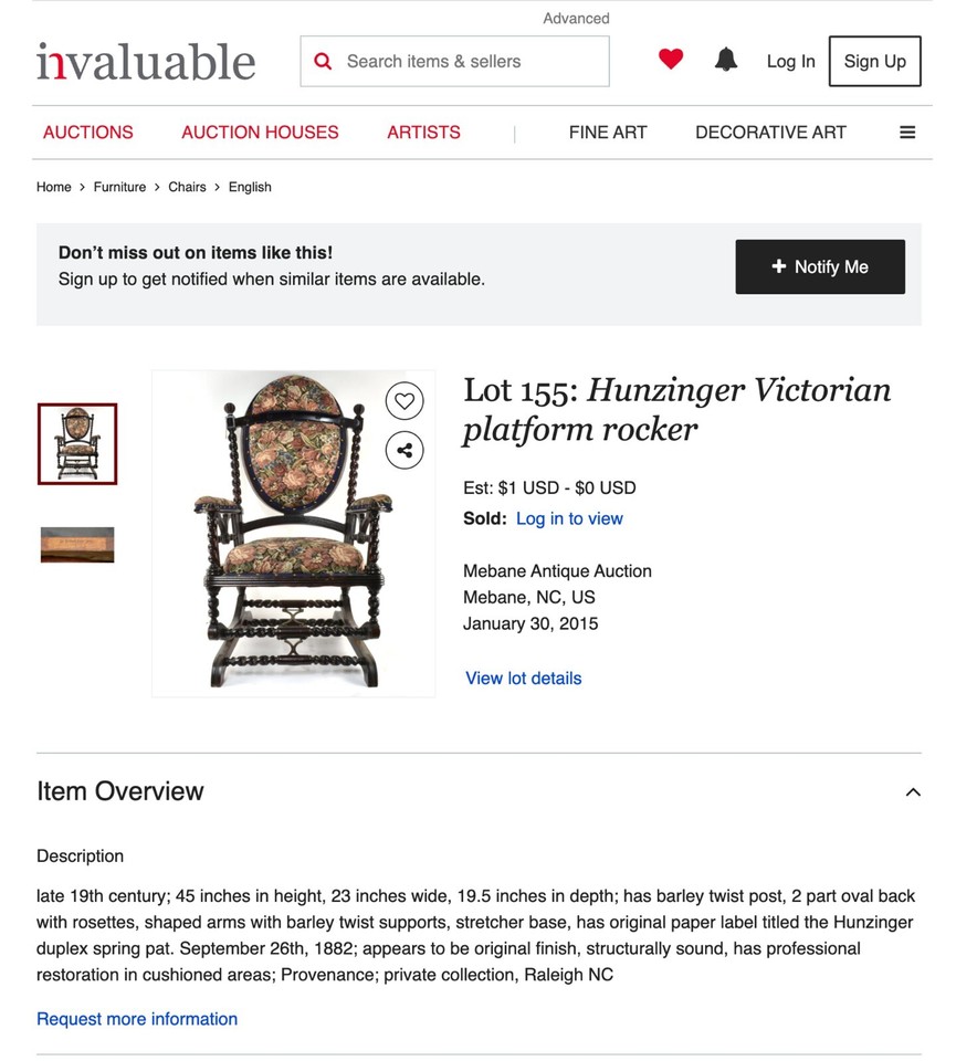 Rare Antique George Hunzinger Rocking Chair, late-19th Century ...