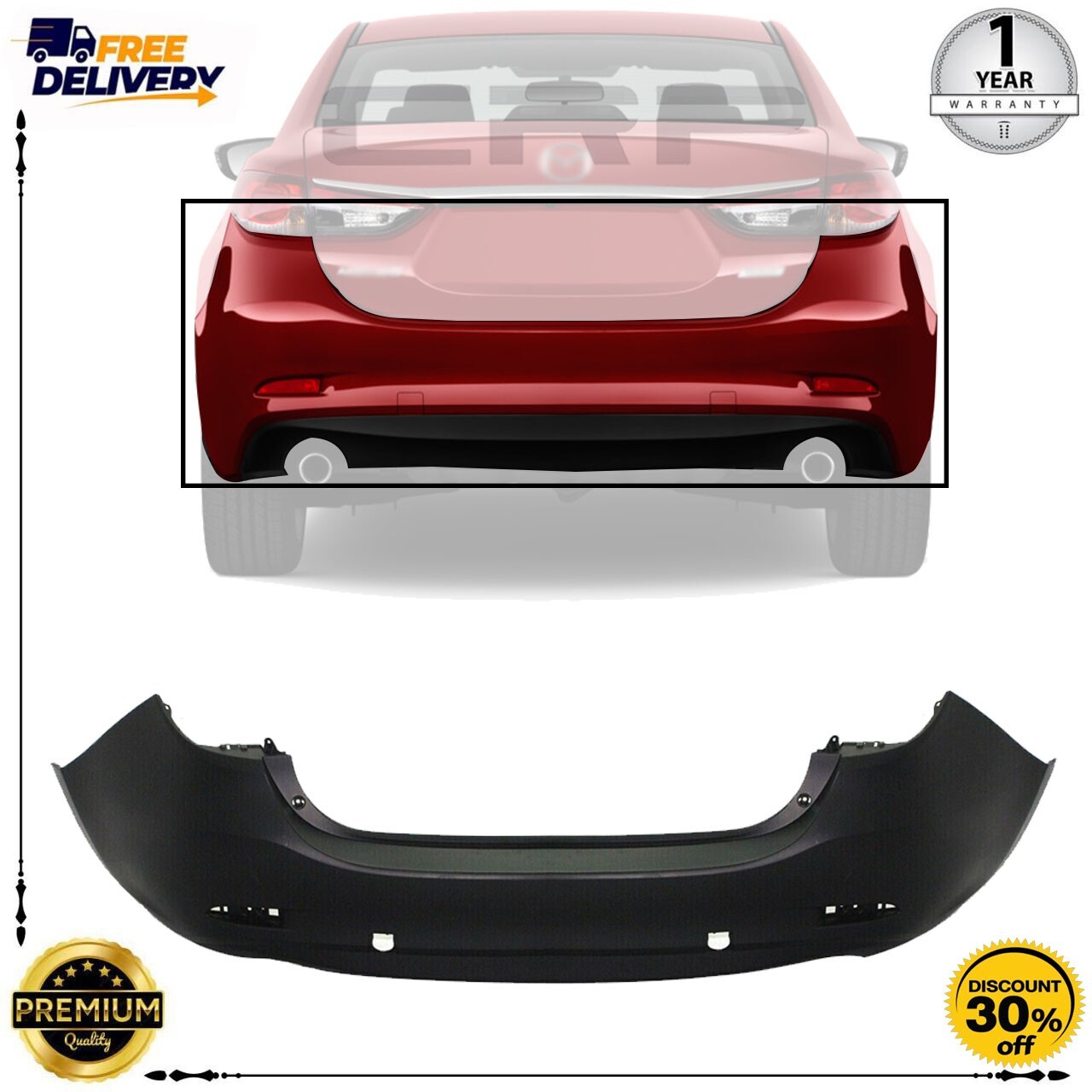 Bumper Cover Fascia Rear for Mazda 2014-2017 | eBay