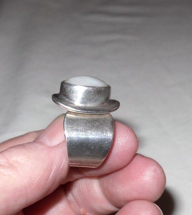 VINTAGE STERLING SILVER 925 MEXICO ATI WHITE STONE RING SIZE 7 WEIGHS ...