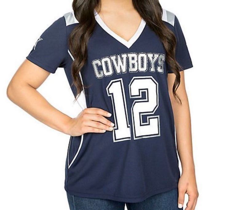 Dallas Cowboys T-Shirt Women's Jersey Rhinestone NFL Shirt Friar DCM ...