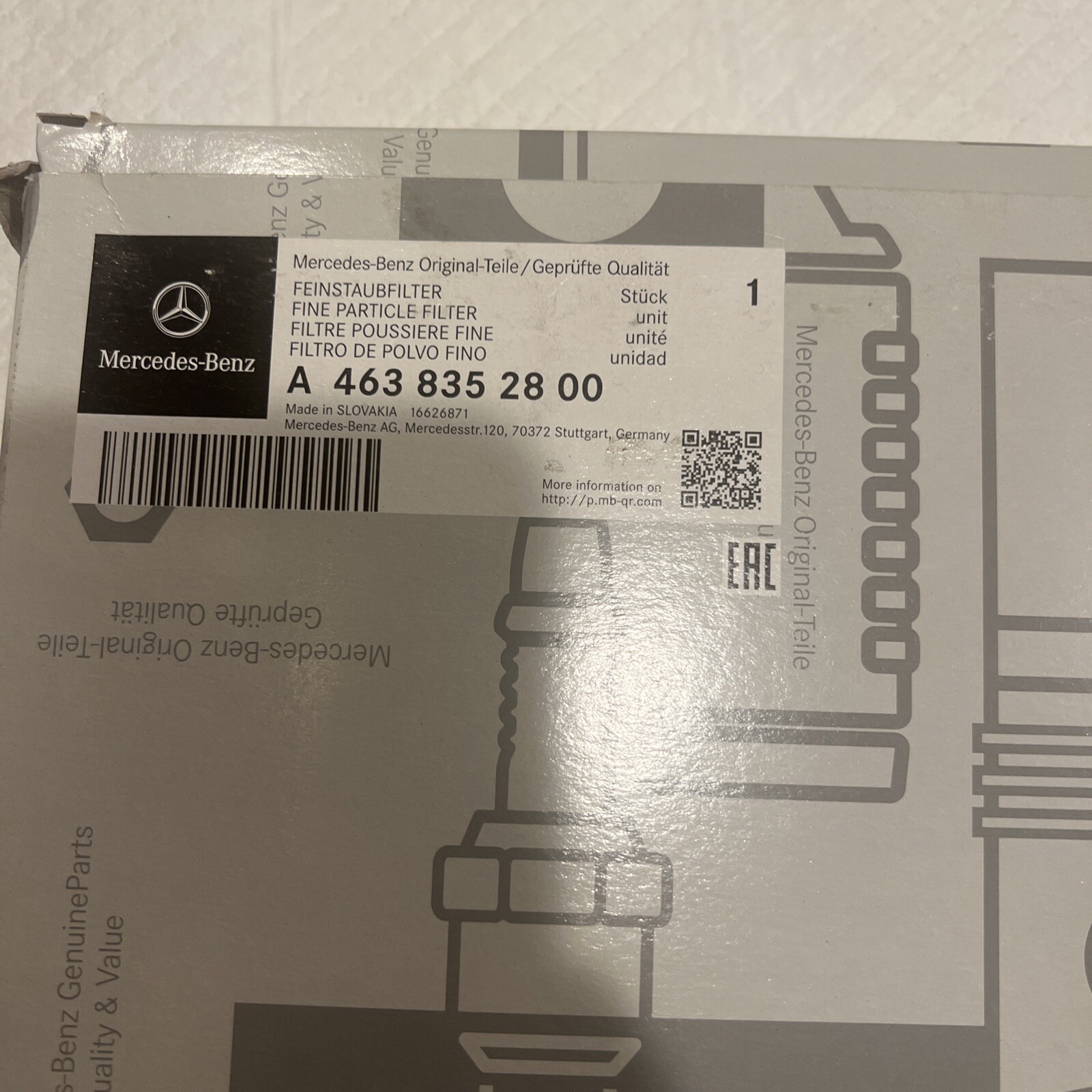 Mercedes-Benz G W463 Cabin Air Filter A4638352800 OEM for sale online ...