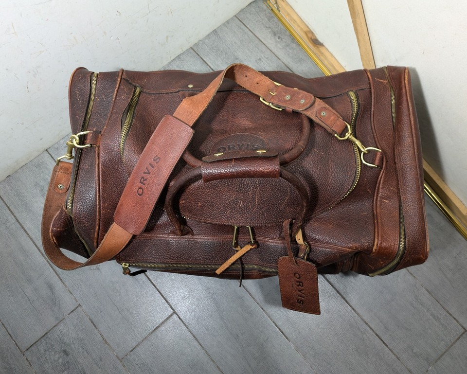 Vintage Orvis Bullhide Leather Weekend Travel Luggage Duffel Bag | eBay