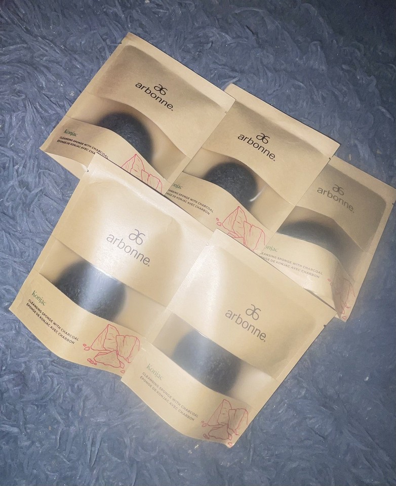 5 x Arbonne Konjac Cleaning Sponge with Charcoal - brand new | eBay UK