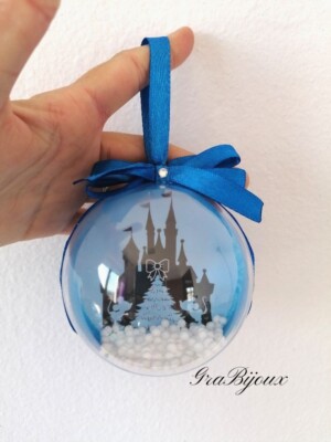 Palla di natale castello topolino e neve finta idea regalo | eBay