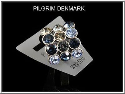 NEW PILGRIM SILVER RING MULTICOLORED CRYSTALS ADJUSTABLE BAND SIZE ...